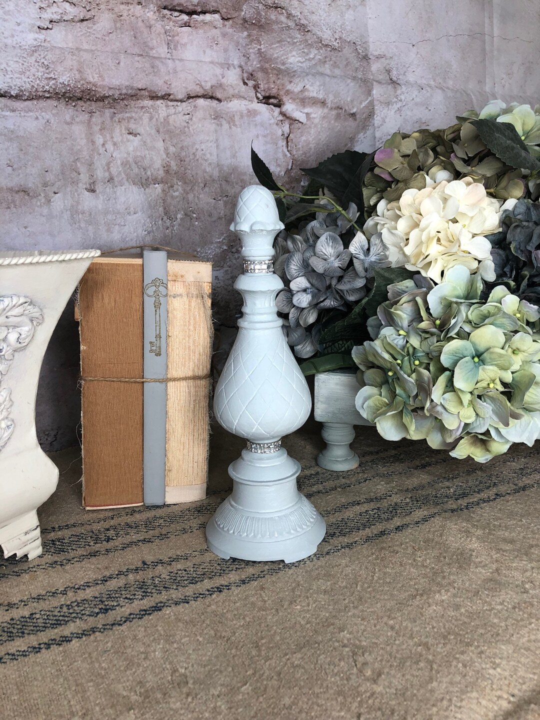 Blue French Finial With Rhinestones / Metal Finial / Tabletop French ...