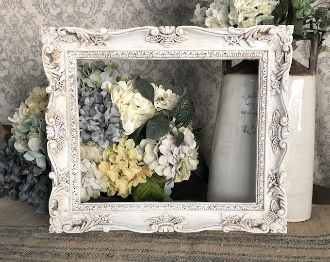 Rectangle White Wood Carved Frame / Vintage / No Glass / - Etsy