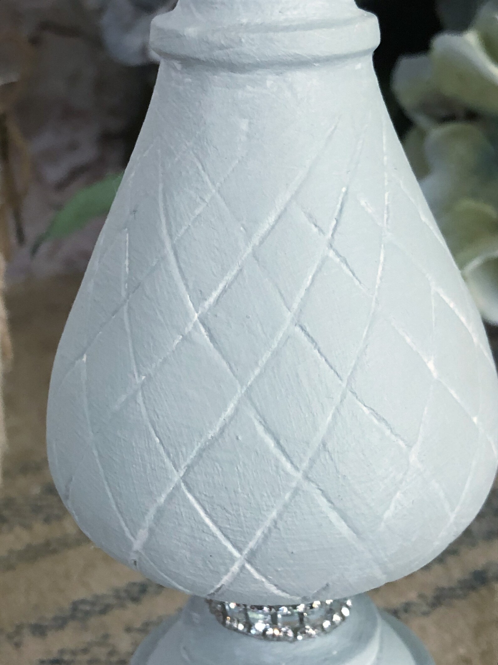 Blue French Finial With Rhinestones / Metal Finial / Tabletop - Etsy