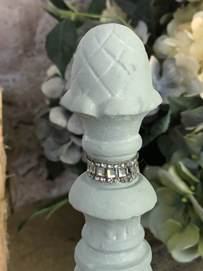 Blue French Finial With Rhinestones / Metal Finial / Tabletop - Etsy