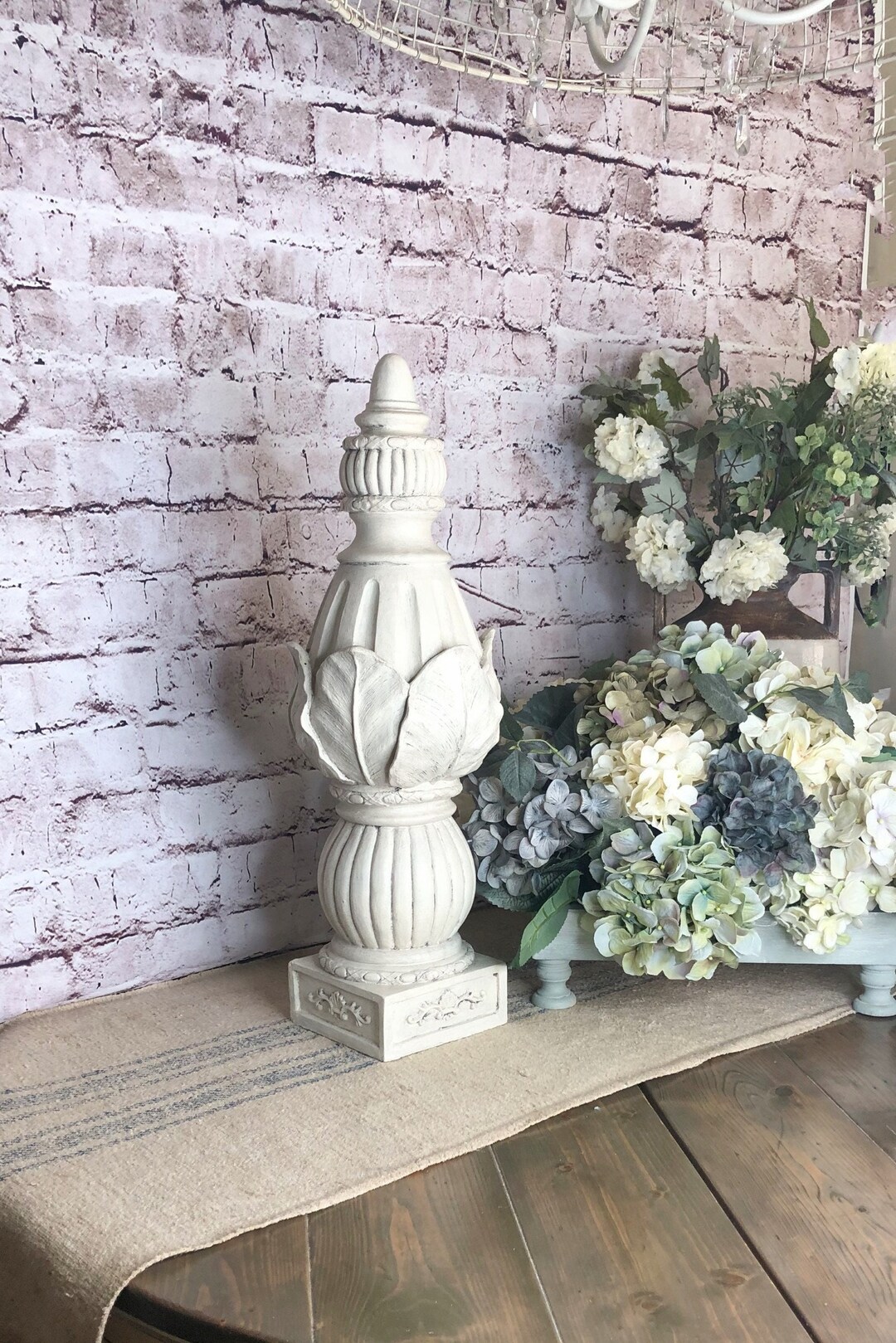 Large French Tabletop Finial / Round Leaf Motif Finial Statue - Etsy