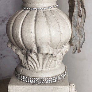 Decorated Tabletop Finial With Rhinestones and Vintage Silk Ribbons ...