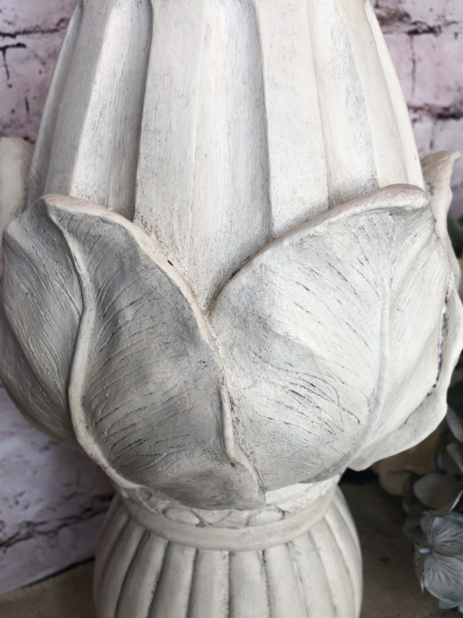 Large French Tabletop Finial / Round Leaf Motif Finial Statue - Etsy