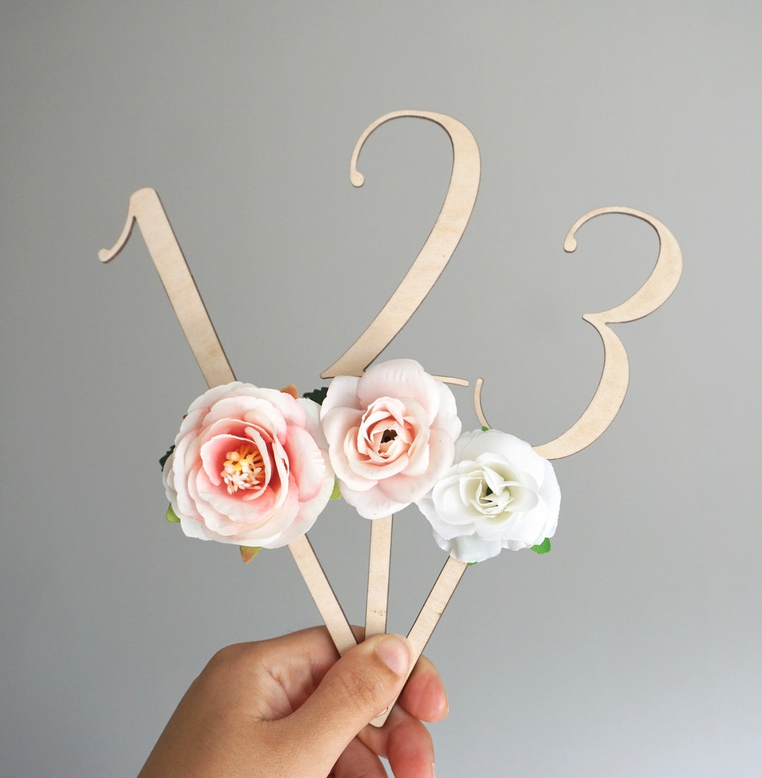 Número 1-10 uno dos tres cuatro... Cake topper Numbers/ Flores - Etsy ...