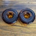 Vintage Blenko Root Beer Amber Glass Round Candlestick Holders MCM ...