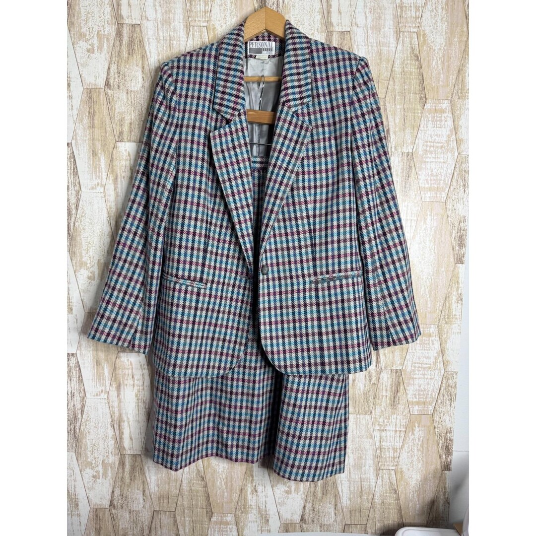 Leslie Fay Personal Skirt Suit Size 8 Plaid Check WOOL-BLEND Vintage ...