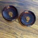 Vintage Blenko Root Beer Amber Glass Round Candlestick Holders MCM ...