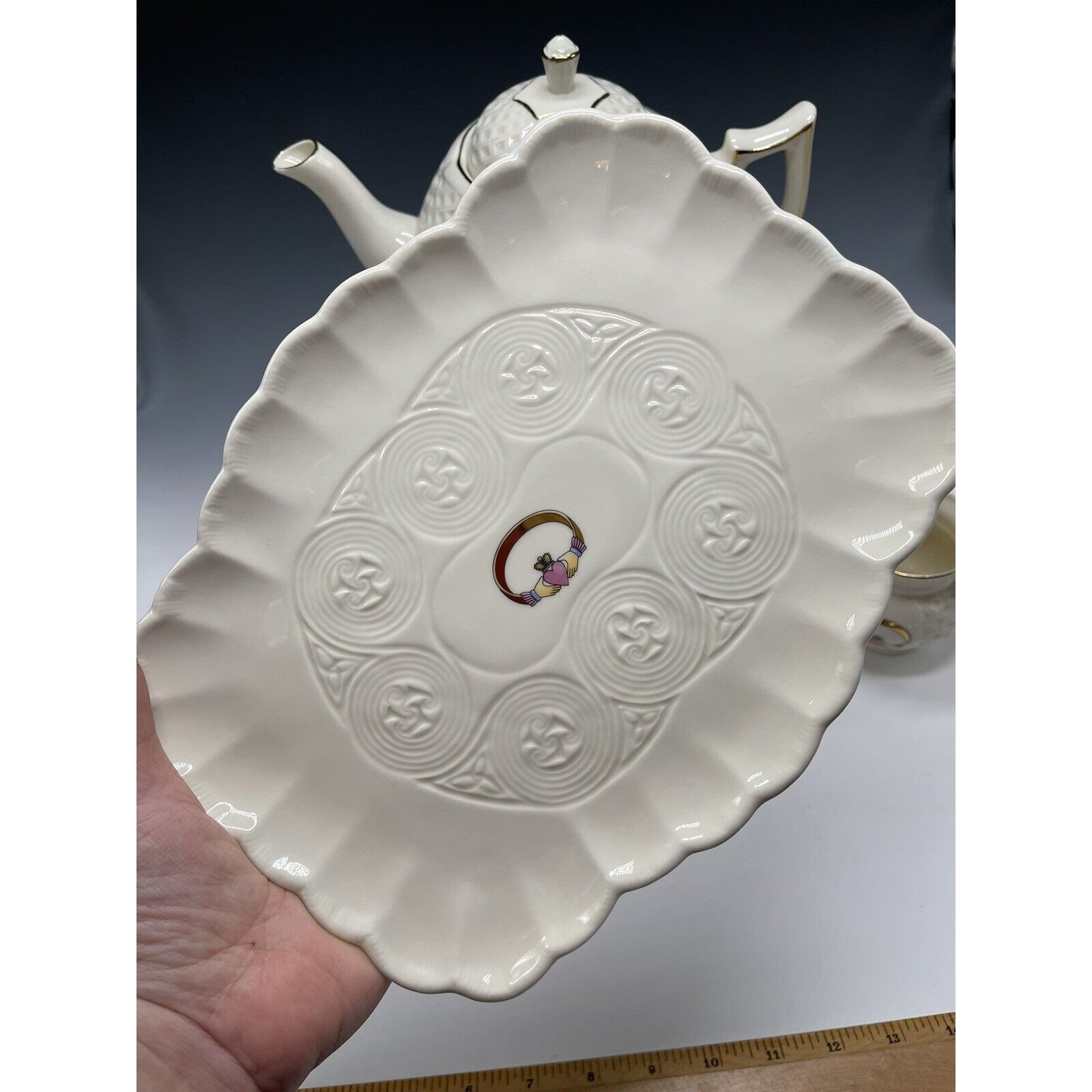 Donegal Parian China Irish Claddagh Ring Teapot 4 Piece Tea Set Tray - Etsy