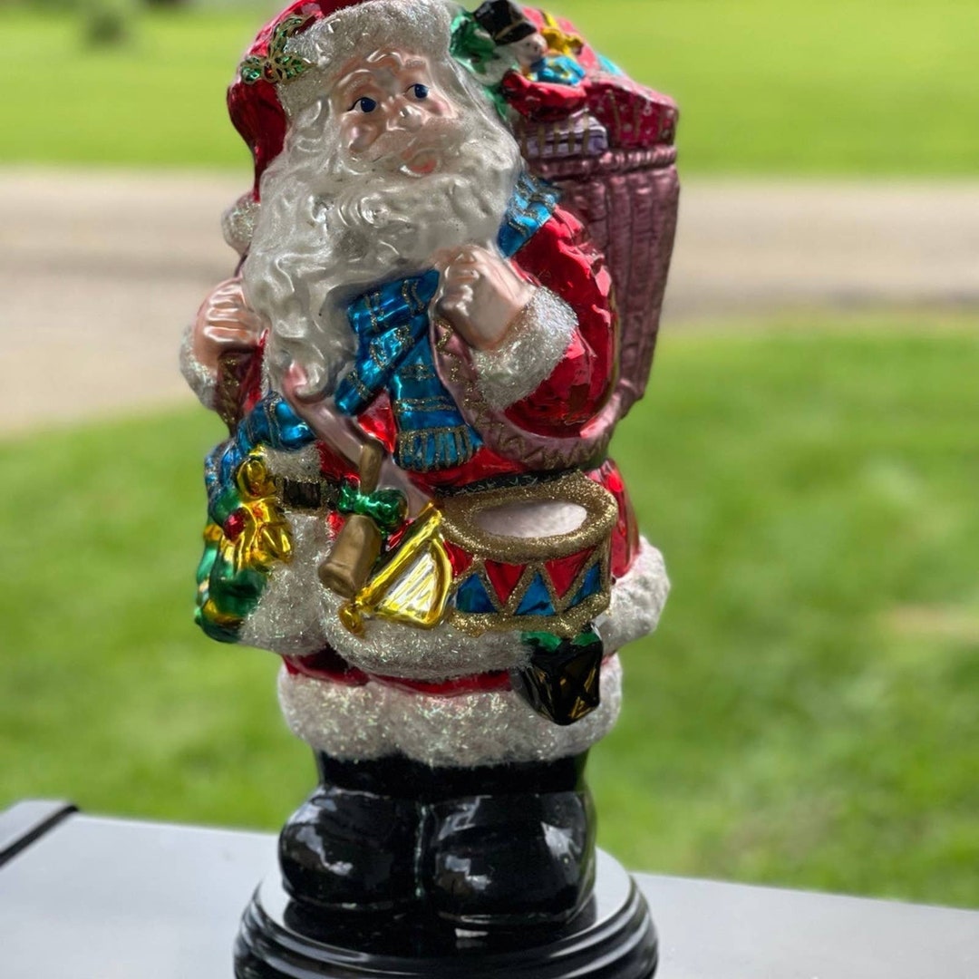 18 Mercury Glass Santa W/ Basket of Presents Hand Painted Large Cracker ...
