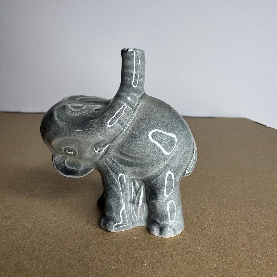 Vtg Nutbrown Grey Gray Glazed Elephant Pie Funnel Vent Made in England ...