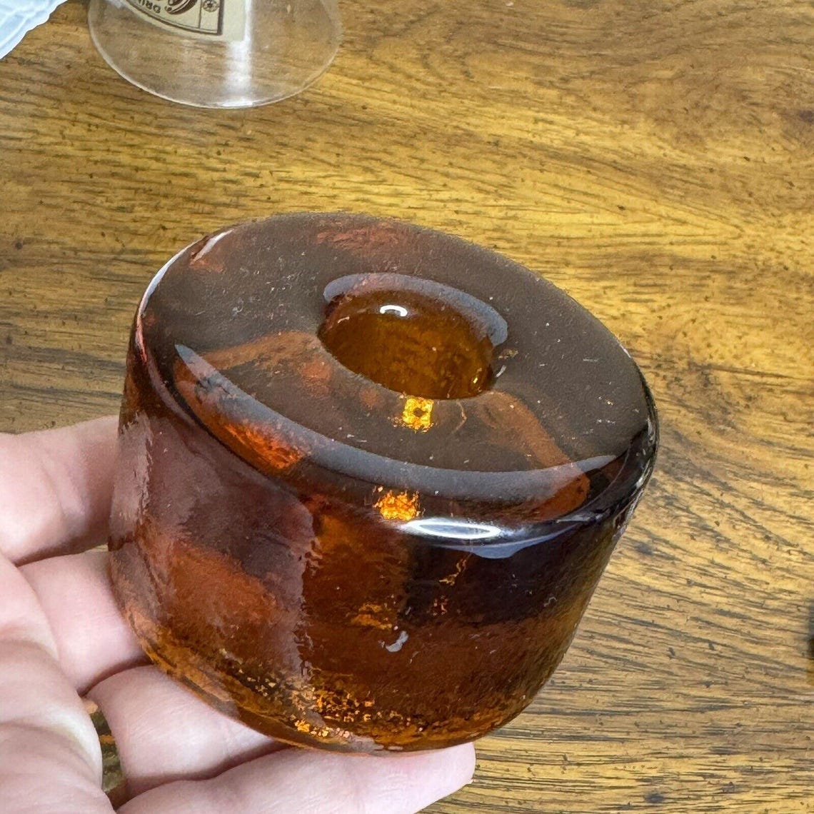 Vintage Blenko Root Beer Amber Glass Round Candlestick Holders MCM ...