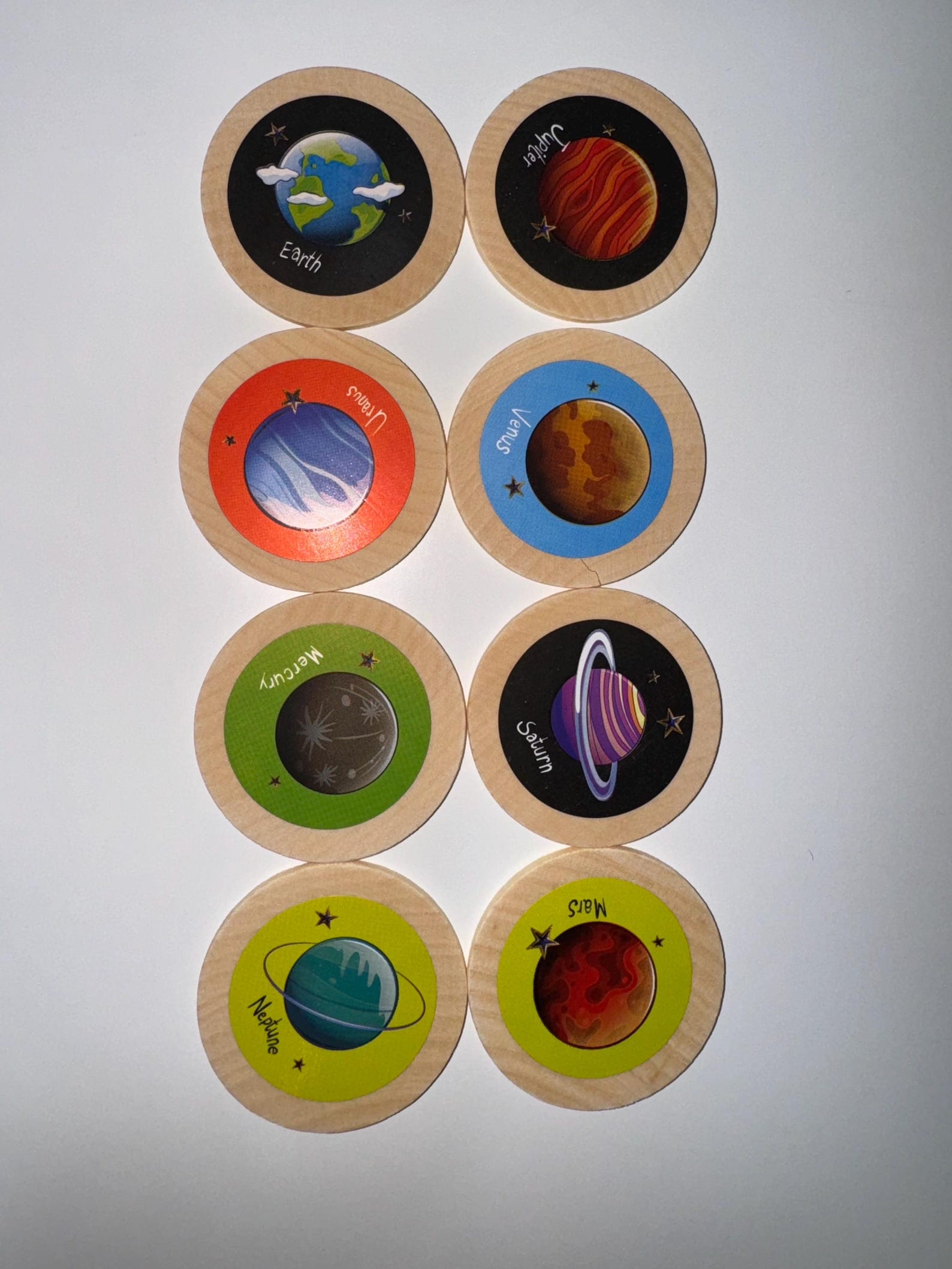Planet Matching Game: Montessori Wooden Discs, Space Theme - Etsy