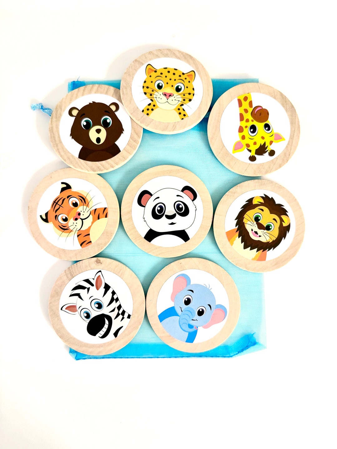Educational Wooden Animal Matching Memory Game, Sensory Bin Flisat ...