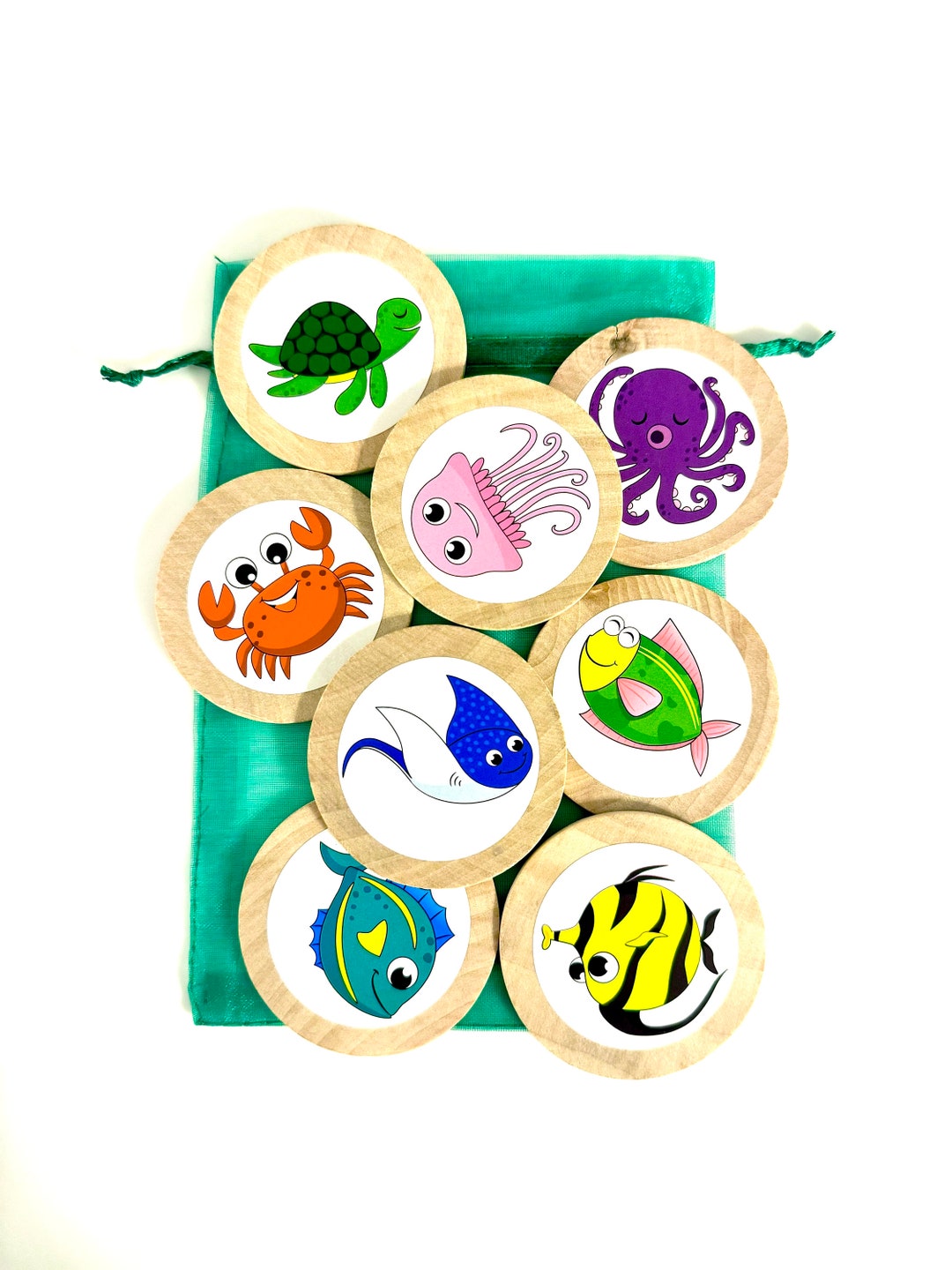 Educational Wooden Animal Matching Memory Game, Sensory Bin Flisat ...