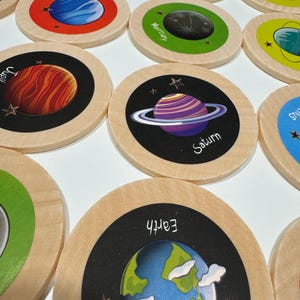 Planet Matching Game: Montessori Wooden Discs, Space Theme - Etsy
