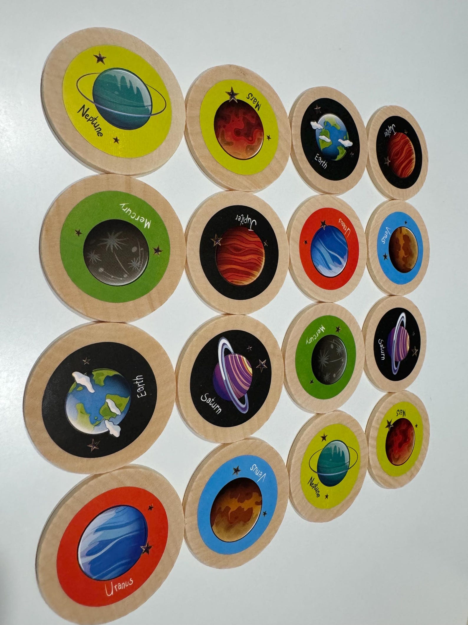 Planet Matching Game: Montessori Wooden Discs, Space Theme - Etsy