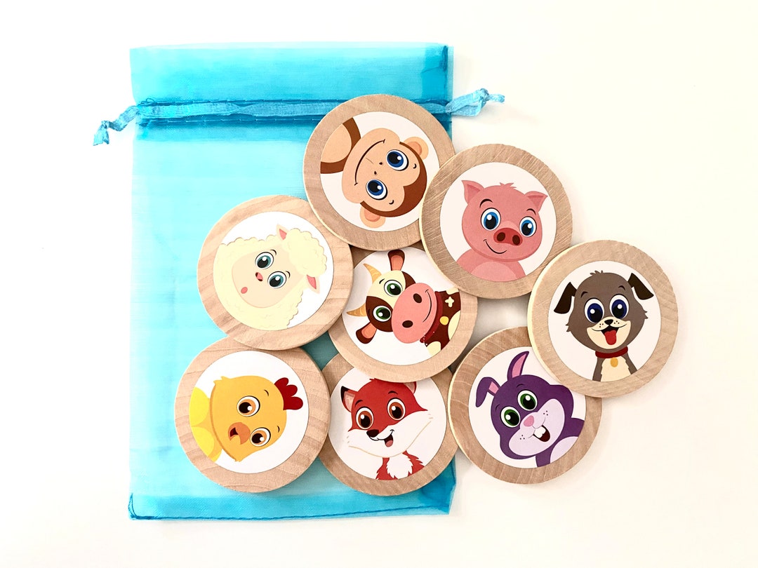 Educational Wooden Animal Matching Memory Game, Sensory Bin Flisat ...