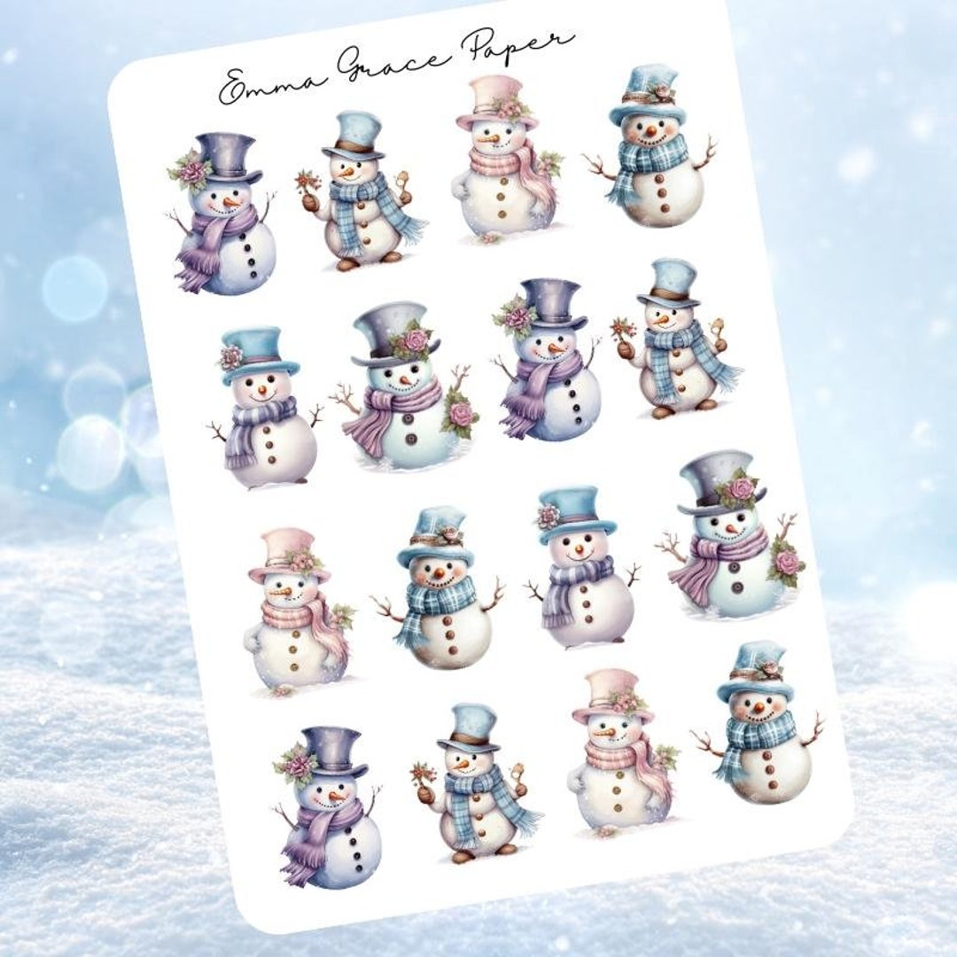 Festive Snowman Stickers, Christmas and Winter Snowman Labels, Gift Tag ...