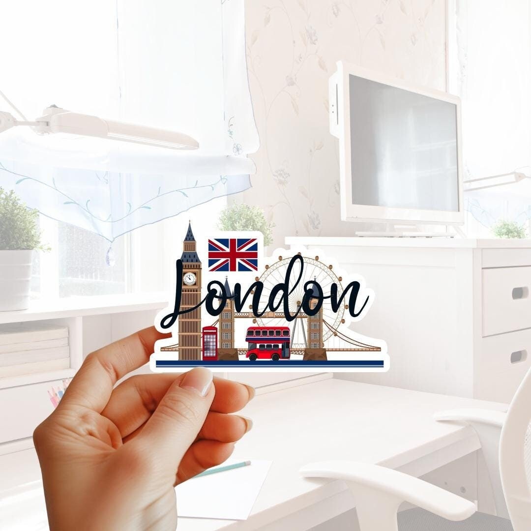 London Sticker, London Laptop Decal, London Cityscape Vinyl Sticker for ...