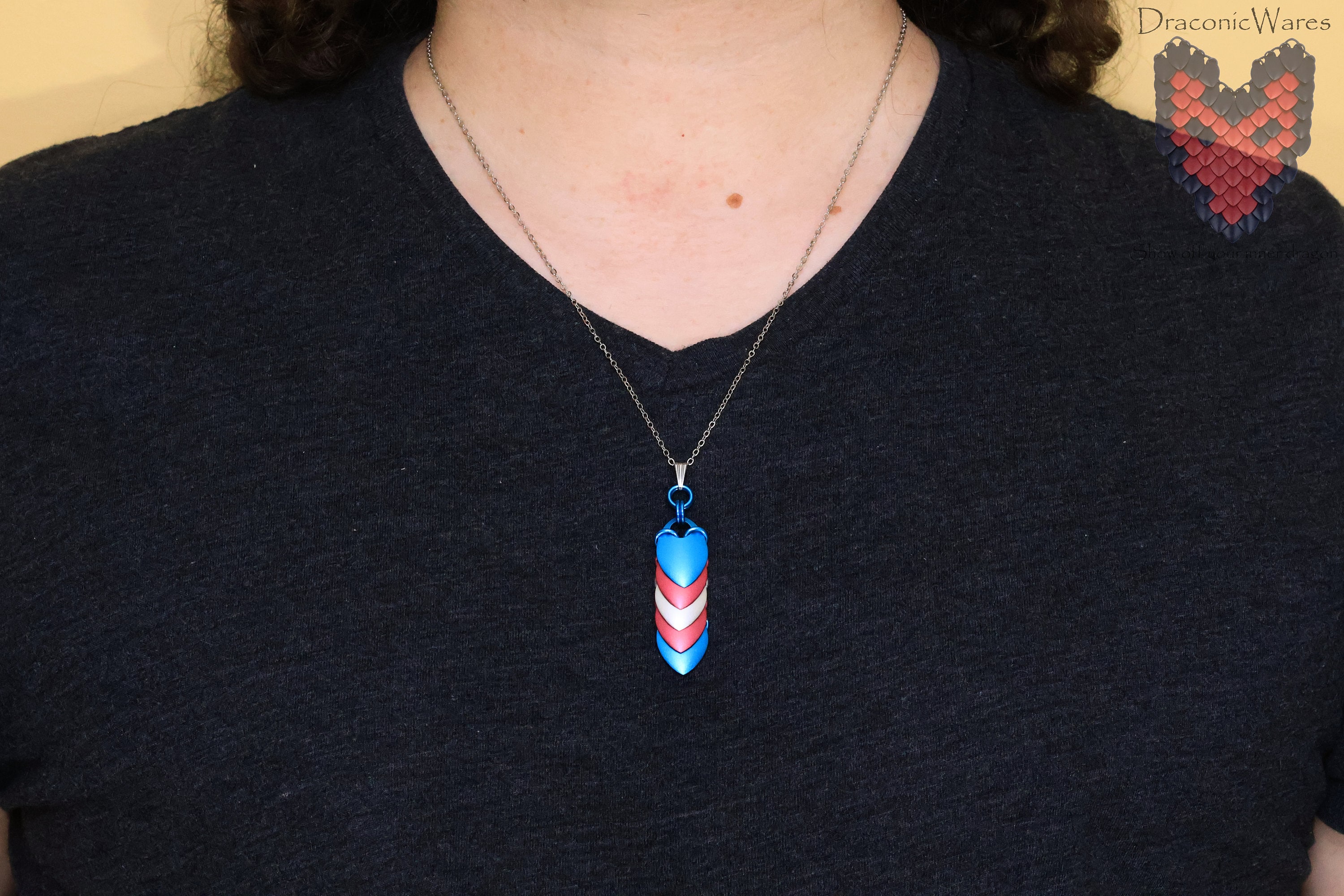 Transgender (masc) Pride Dragon Scale Pendant - Premium Anodized ...
