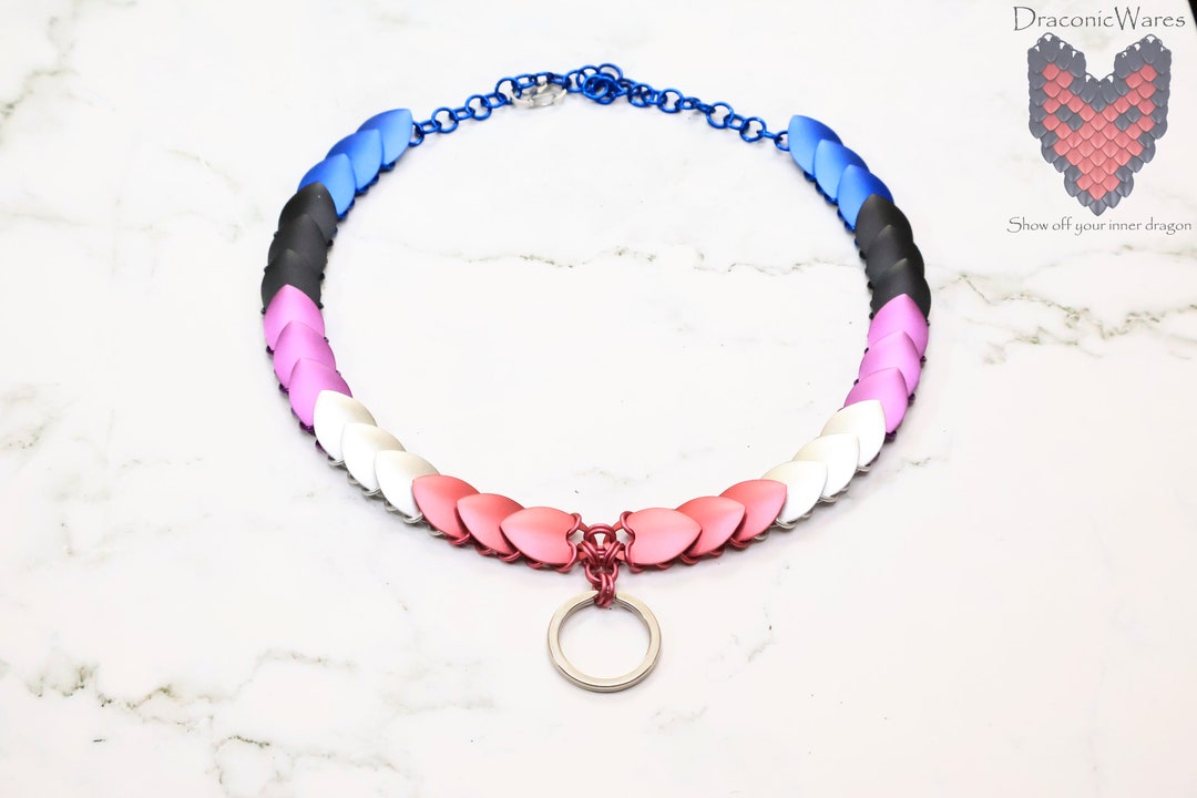 Genderfluid Pride Dragon Scale Choker - Premium Anodized Aluminum - Etsy