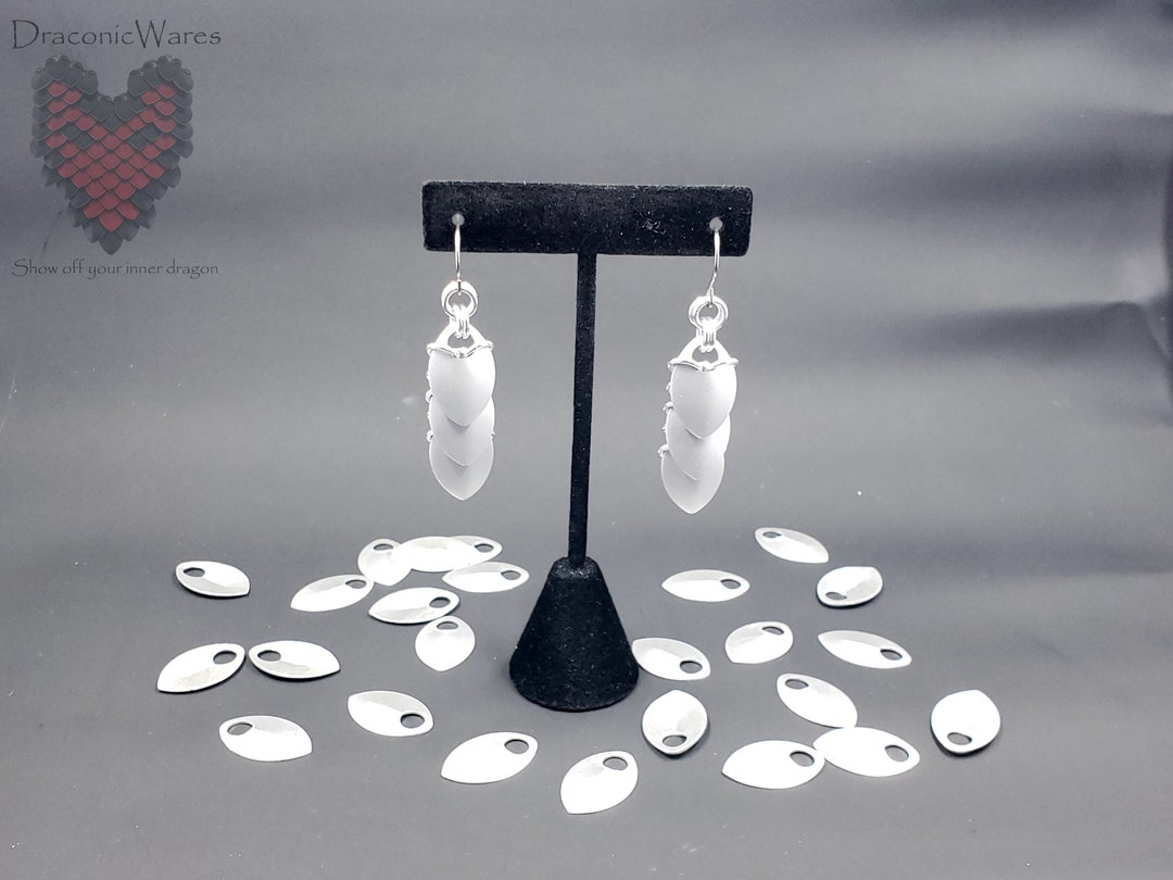 Dragon Scale Earrings White Frost Anodized Aluminum 3 - Etsy