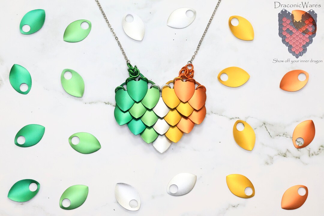 Aroallo Pride Dragon Scale Heart Necklace - Premium Anodized Aluminum ...