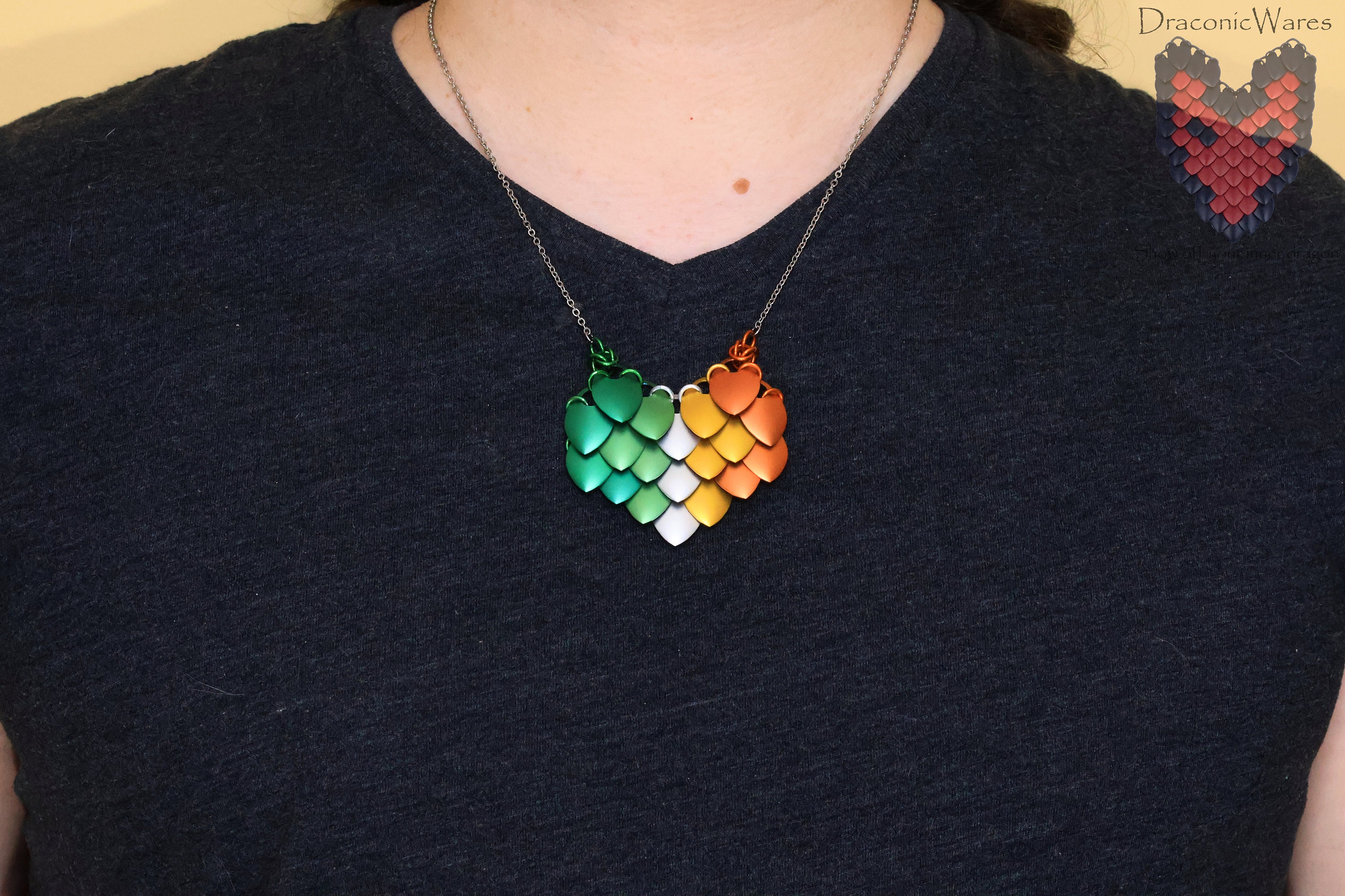 Aroallo Pride Dragon Scale Heart Necklace - Premium Anodized Aluminum ...