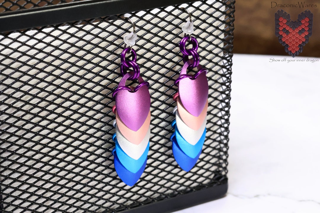 Bigender Pride Dragon Scale Earrings - Premium Anodized Aluminum - Etsy