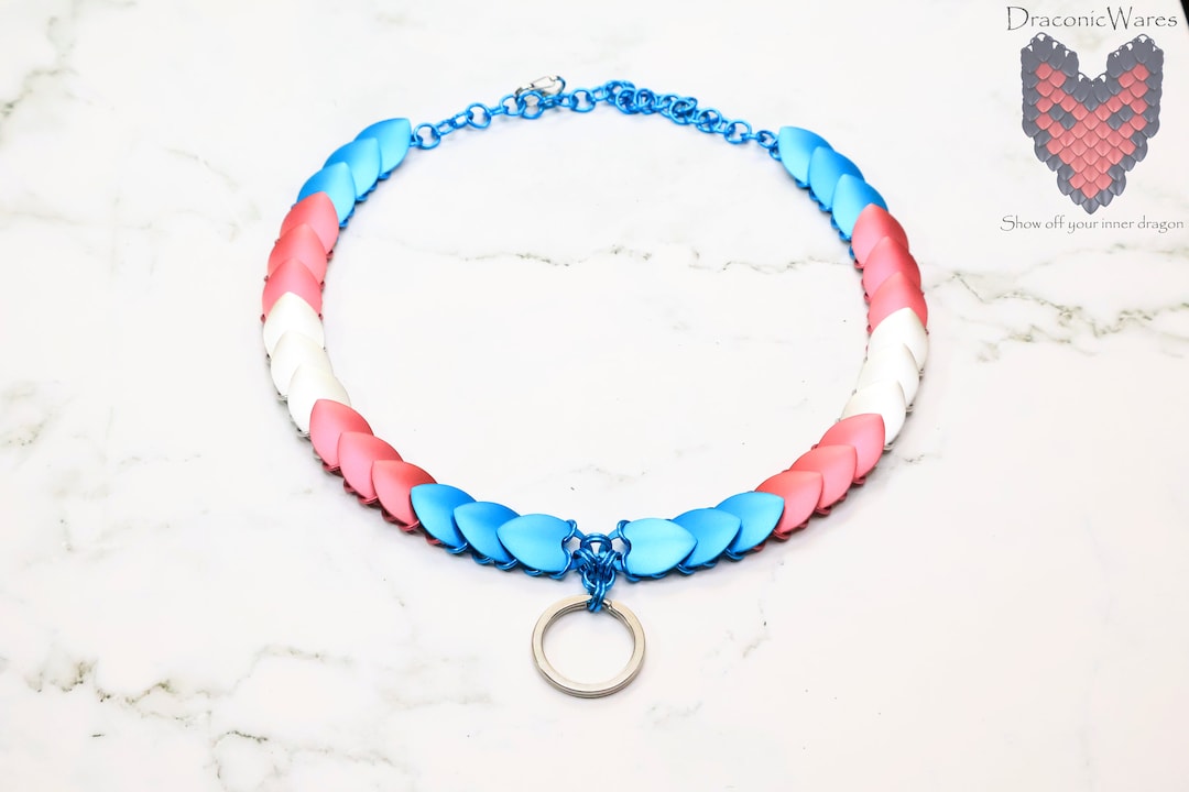 Transgender (masc) Pride Dragon Scale Choker - Premium Anodized ...