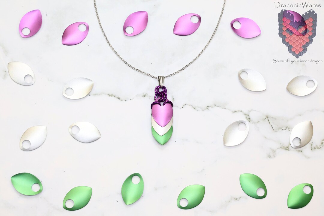 Genderqueer Pride Dragon Scale Pendant Premium Anodized Aluminum - Etsy