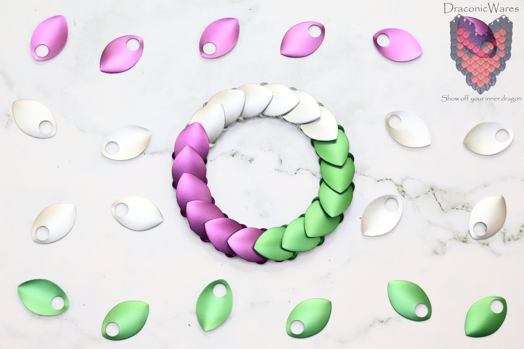 Genderqueer Pride Dragon Scale Stretch Bracelet - Premium Anodized ...