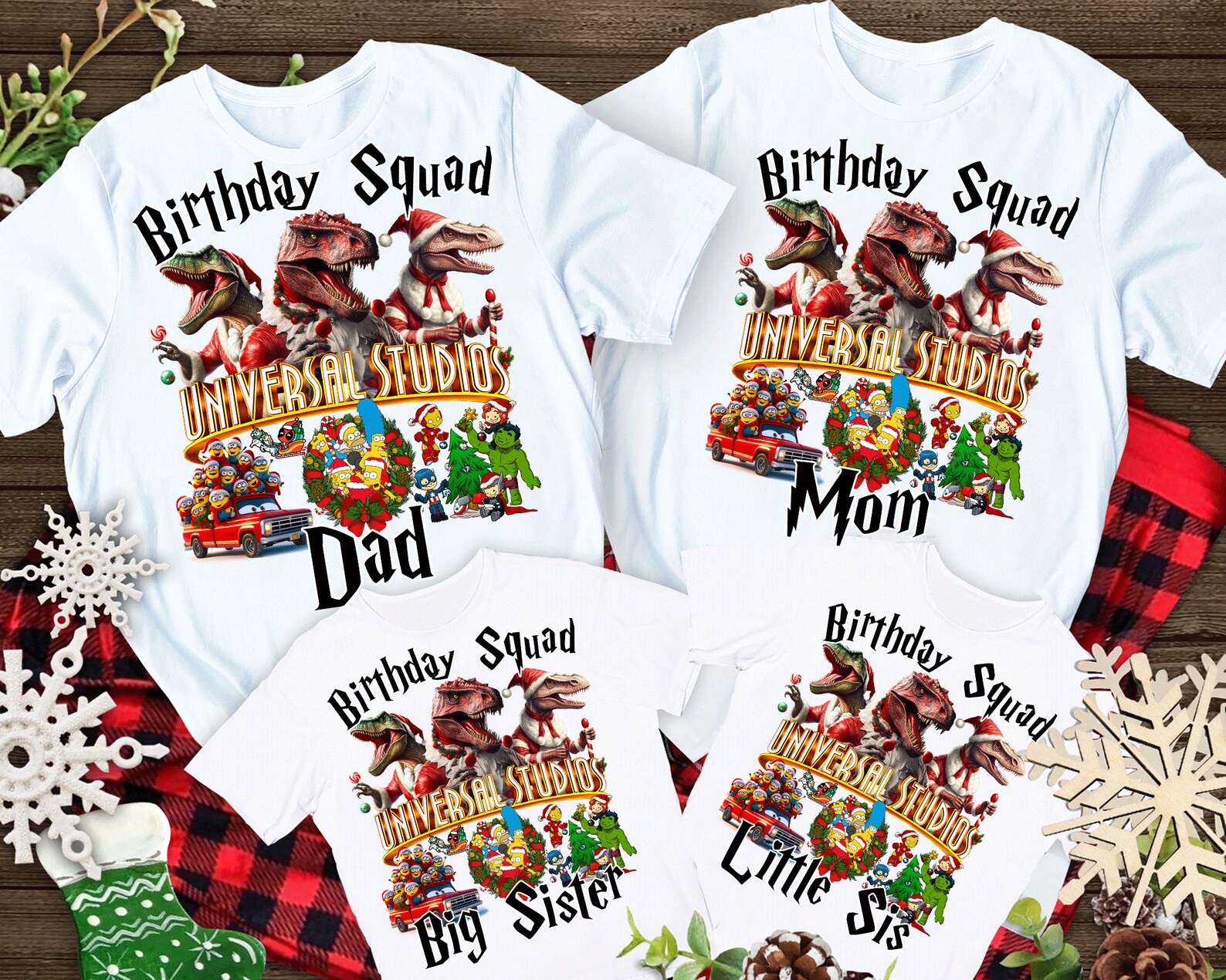 Universal Super Heroes Dinos Christmas Custom Family Matching Shirt ...