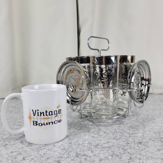 Vintage Kimiko Crested Glassware With Caddy and Coasters - Etsy