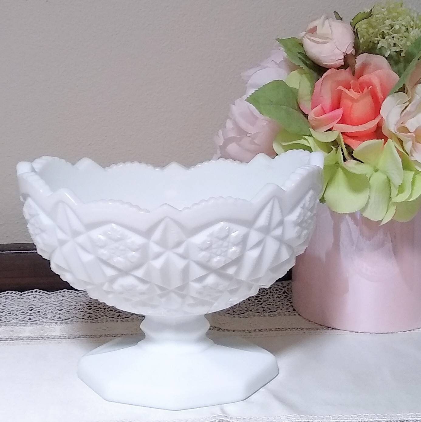 Vintage Kemple Compote Bowl With Pedestal With Toltec Design - Compote ...