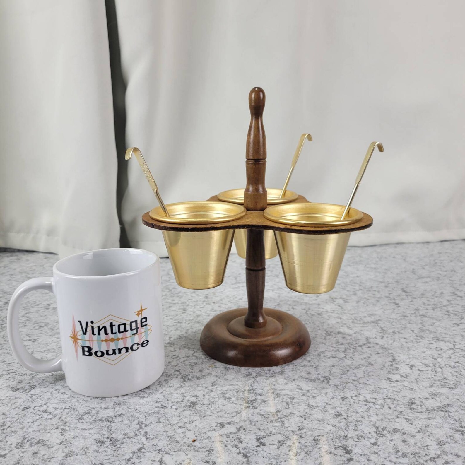 Vintage 1940's Condiment Caddy - Gold and Walnut Condiment Caddy - Made ...