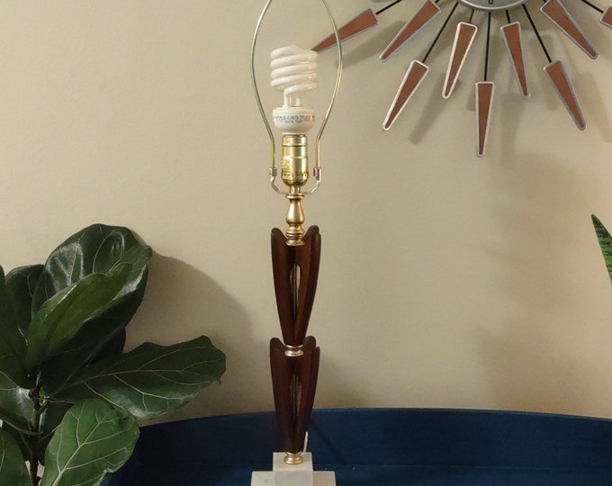 Vintage MCM Lamp - Atomic Lamp- Walnut Lamp - Mid Century Modern Lamp ...