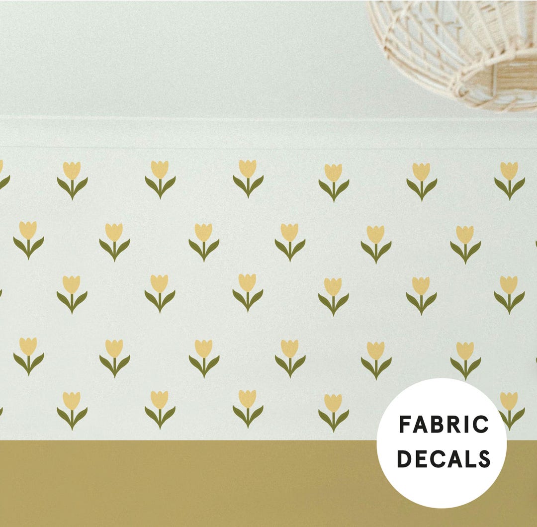 36 Butter Yellow Tulip Fabric Wall Stickers – Vintage-inspired ...