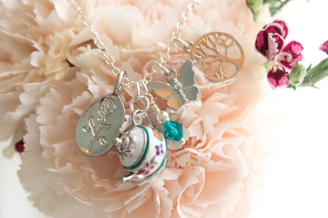 Personalized Birthstone Teapot Charm Necklace: Tea Lover Gift - Etsy