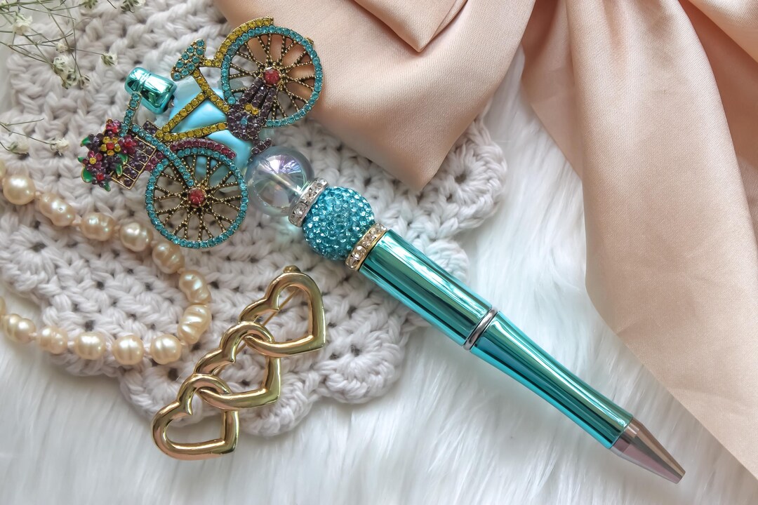 Handmade Elegant Sparkling Bicycle Stationery Beaded Pen | Handmade ...