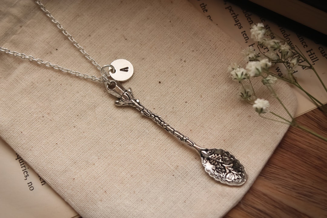 Personalized Initial Silver Spoon Charm Pendant Necklace Spoon Charm ...