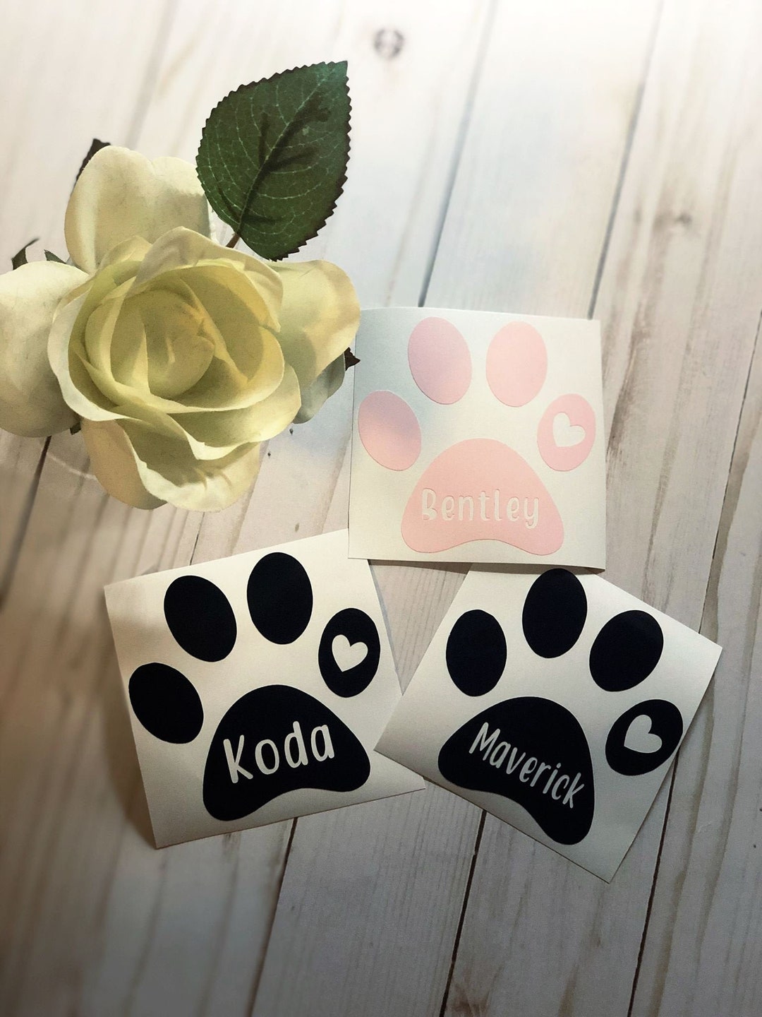 Personalized Pet Name Paw Print Decal | Dog Mom Car Sticker - Etsy