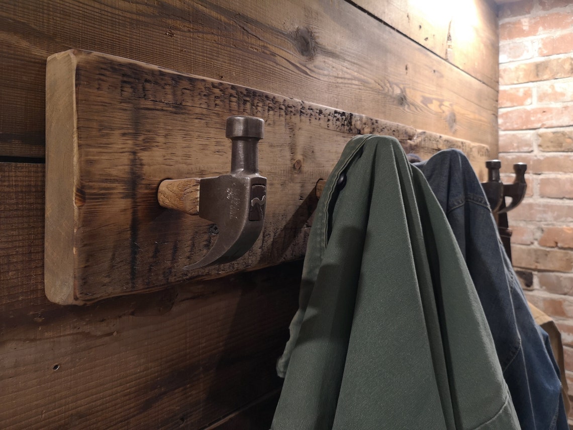 The Hammer Coat Rack - Rustic - Gift - Carpentry - Reclaimed - Etsy