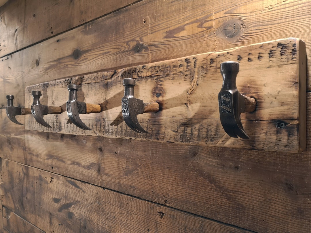 The Hammer Coat Rack - Rustic - Gift - Carpentry - Reclaimed - Etsy