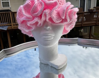 Barbie Pink Crochet Ruffle Hat - Etsy