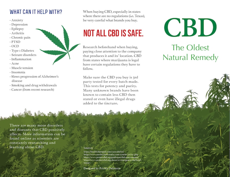 CBD Informational Trifold Brochure PRINTABLE, Digital Brochure, Clean ...