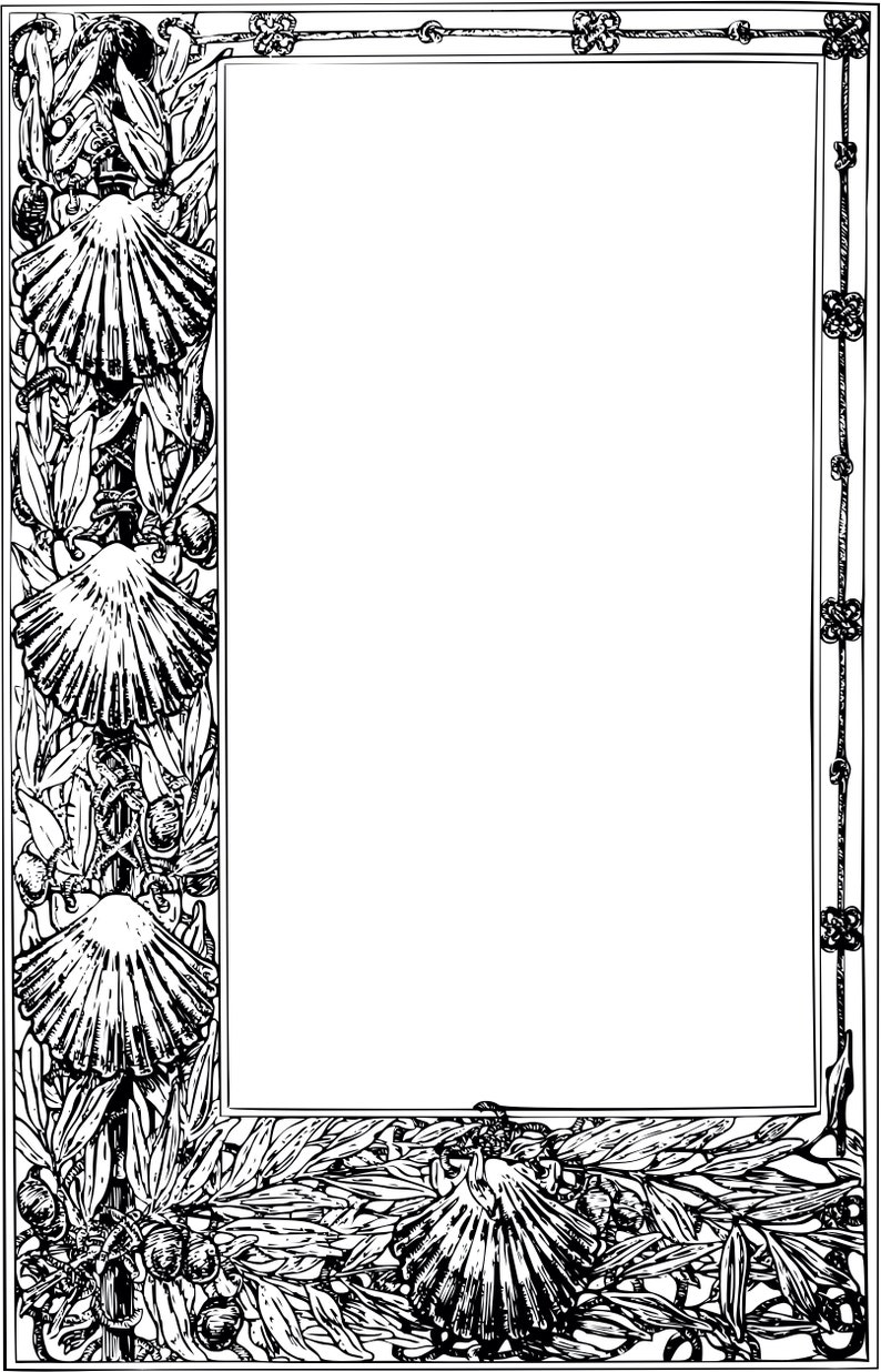 Digital Clamshell Frame, Png Svg Jpeg Cricut, Black and White, Blue ...