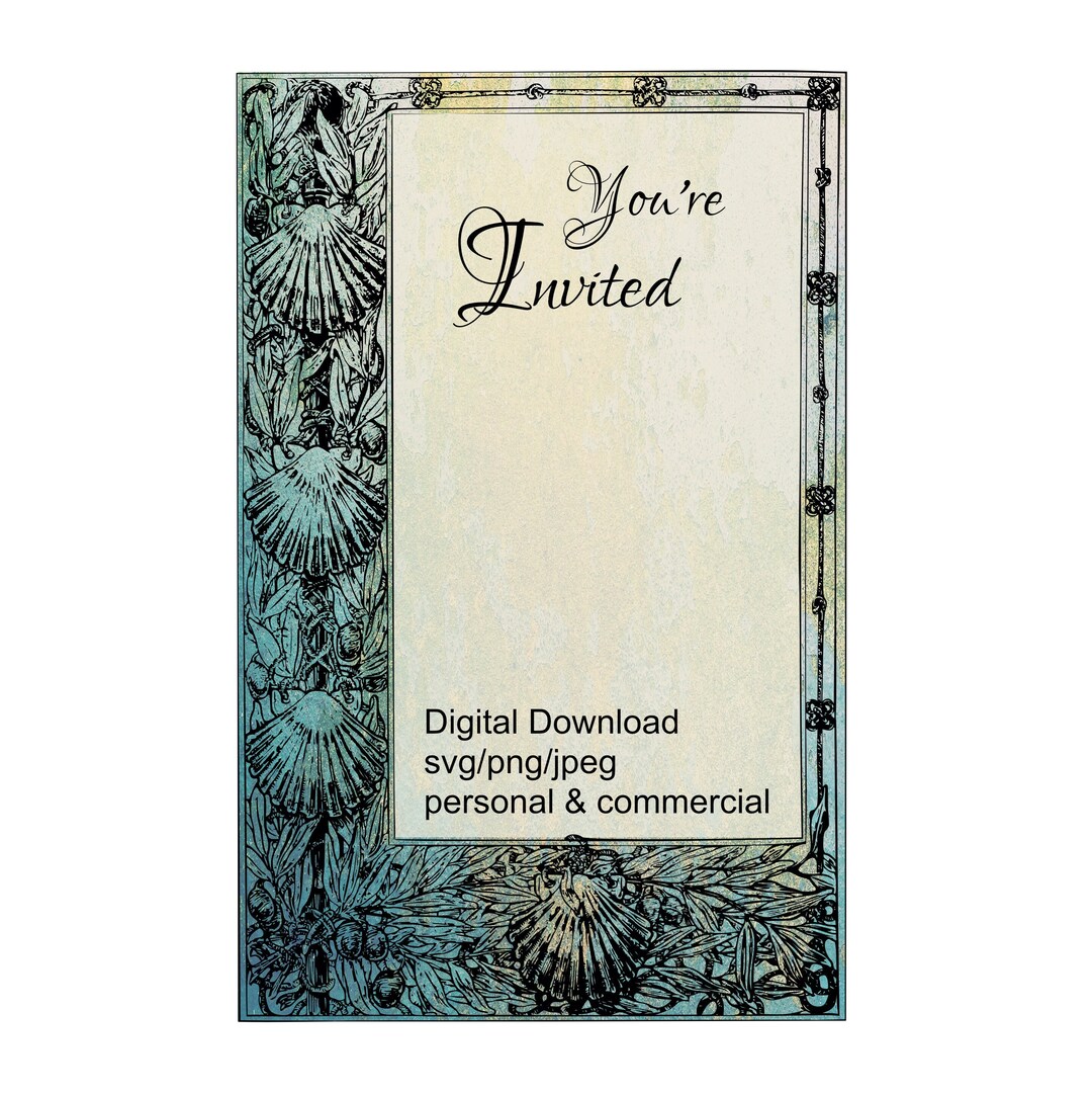 Digital Clamshell Frame, Png Svg Jpeg Cricut, Black and White, Blue ...