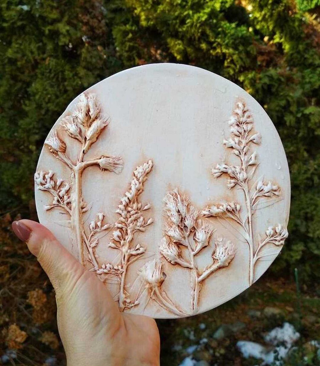 Botanical Flowers Botanical Plaster Tile Art and Crafts Wall Flowers ...