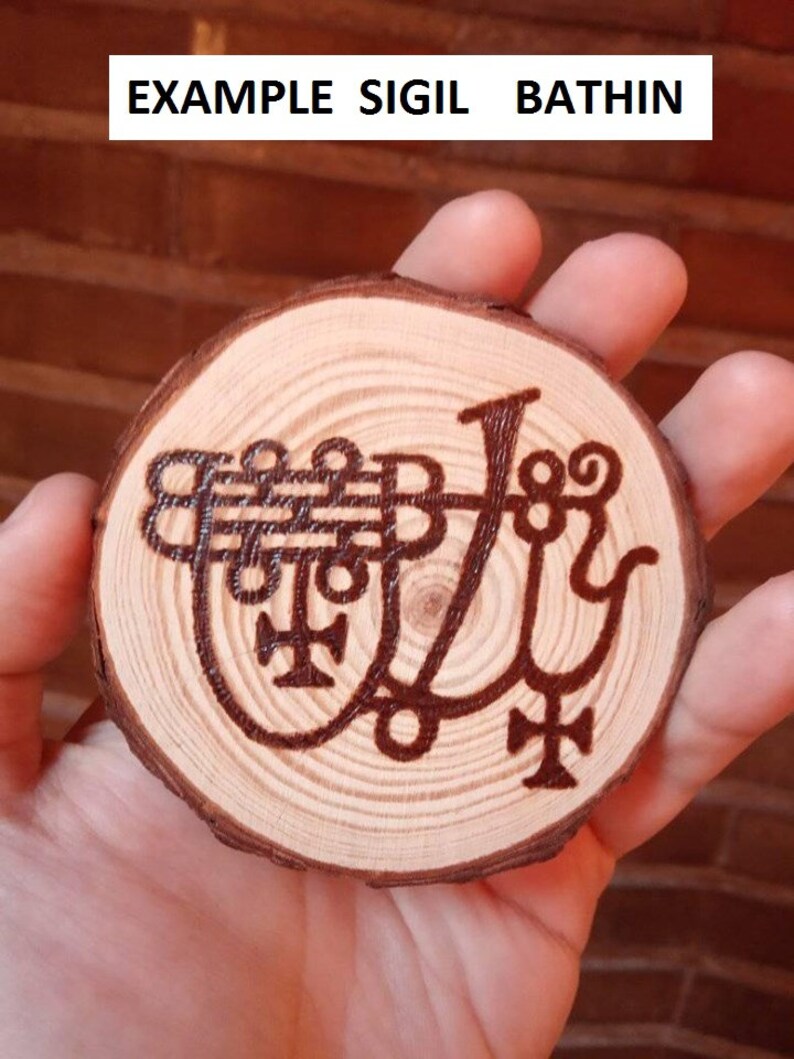 Ipos Sigil wood burned by hand seal spirit Goetia size - Etsy España
